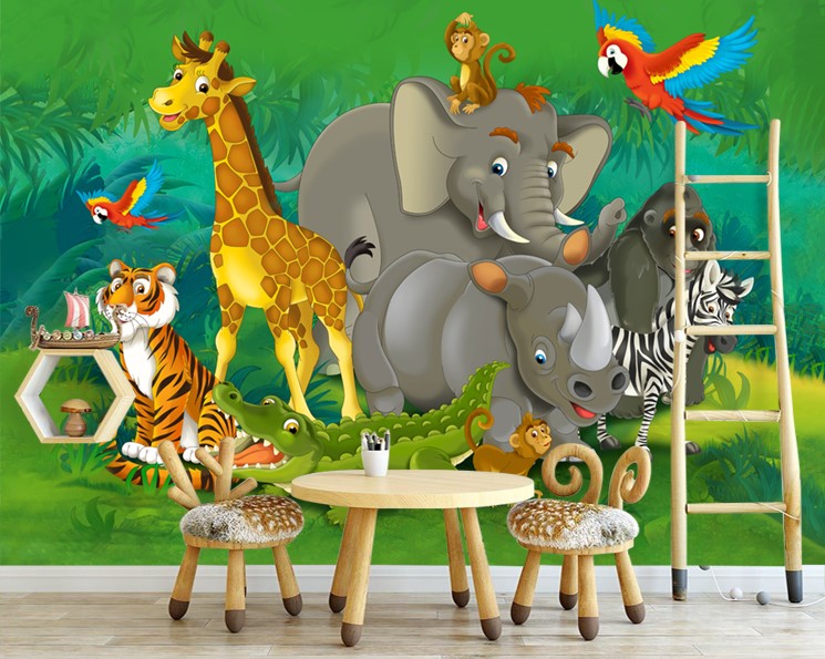 Dierentuin Kinderkamer Behang 3D-behangen | 3D-achtergronden