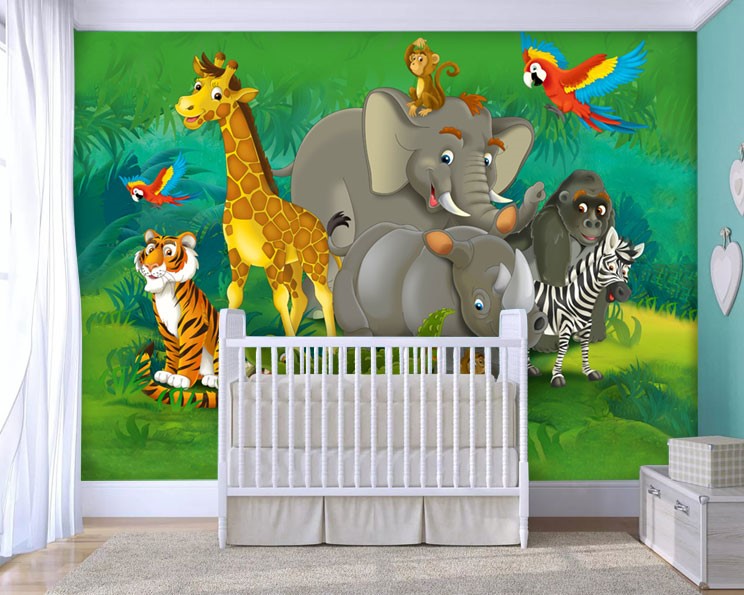 Dierentuin Kinderkamer Behang 3D-behangen | 3D-achtergronden
