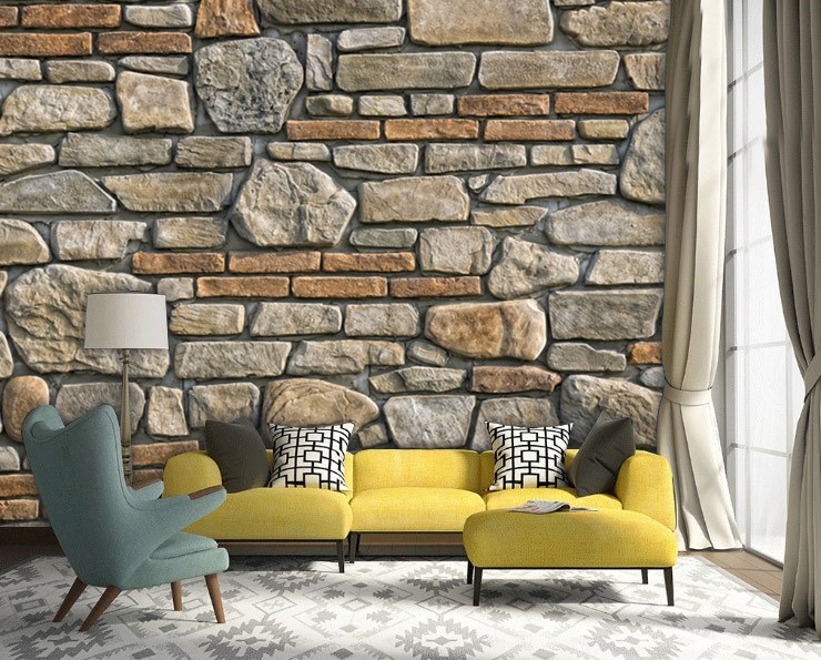 Ivy Stenen Muur Behang 3D-behangen | 3D-achtergronden